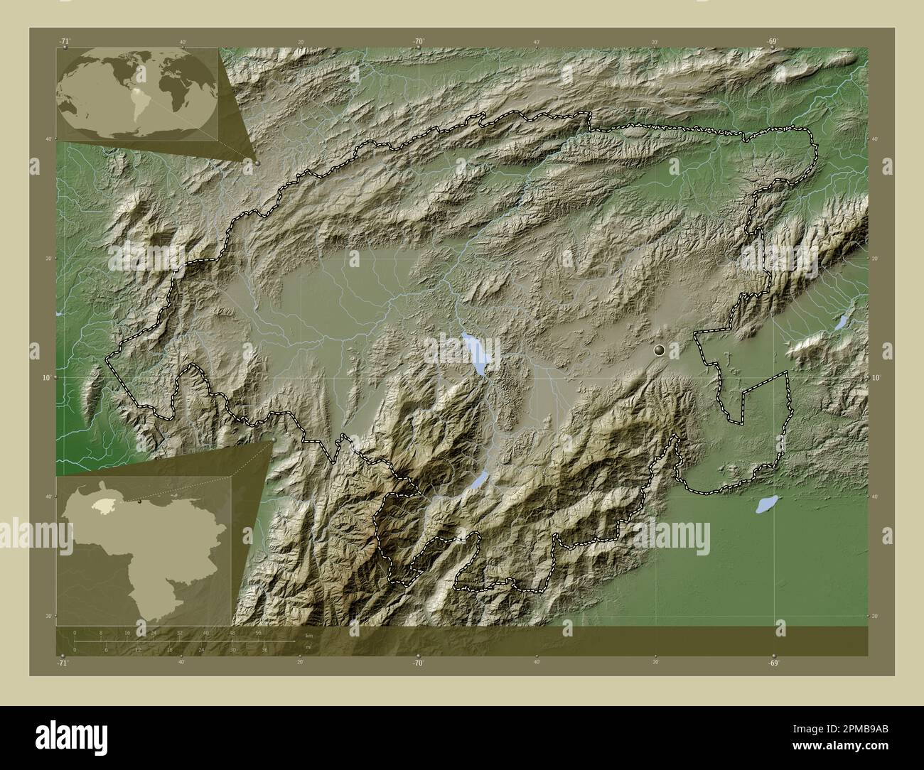 Lara, state of Venezuela. Elevation map colored in wiki style with ...