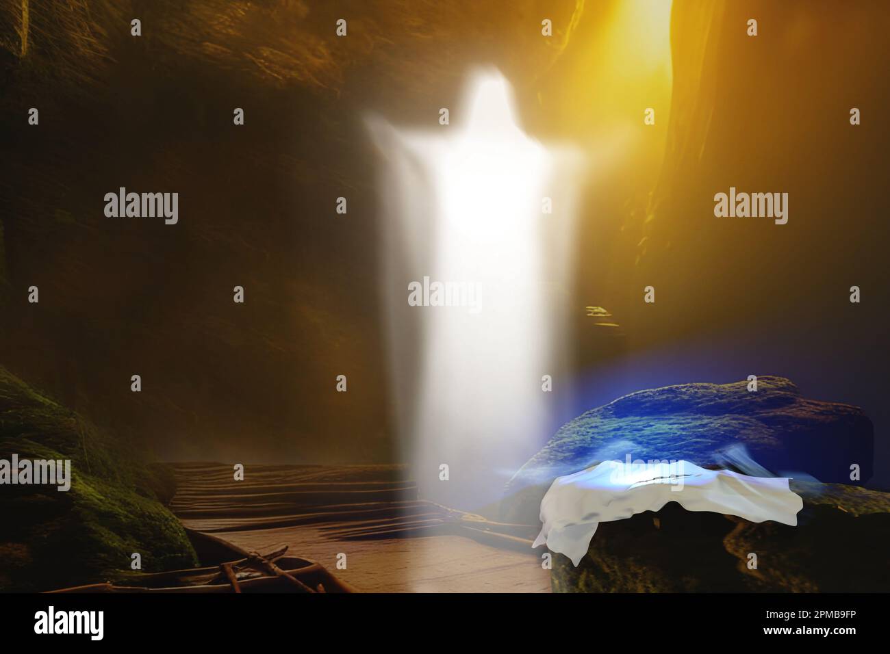 Resurrection of Jesus Christ. Risen Jesus in His tomb. Easter Sunday ...