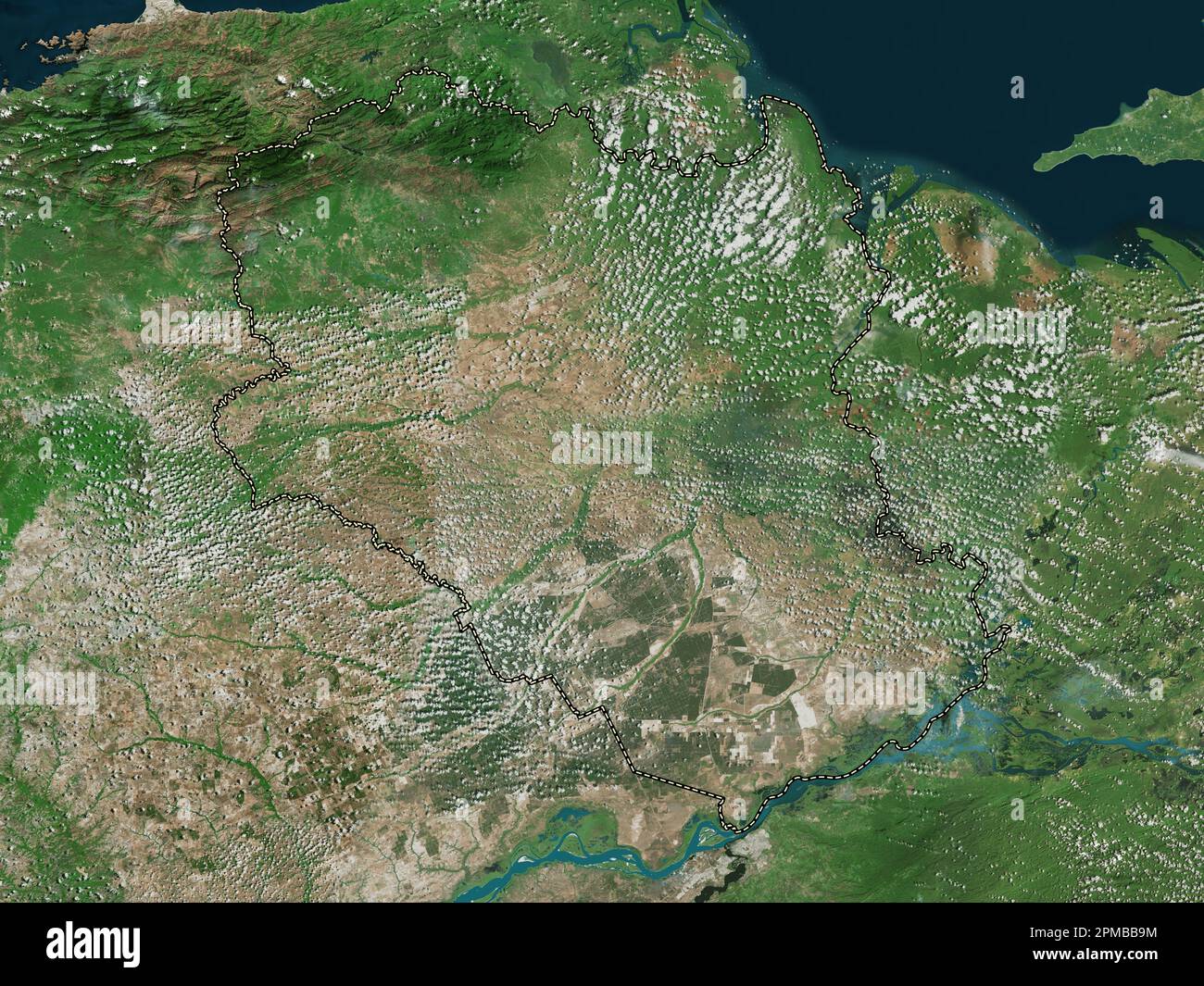 Monagas, state of Venezuela. High resolution satellite map Stock Photo ...