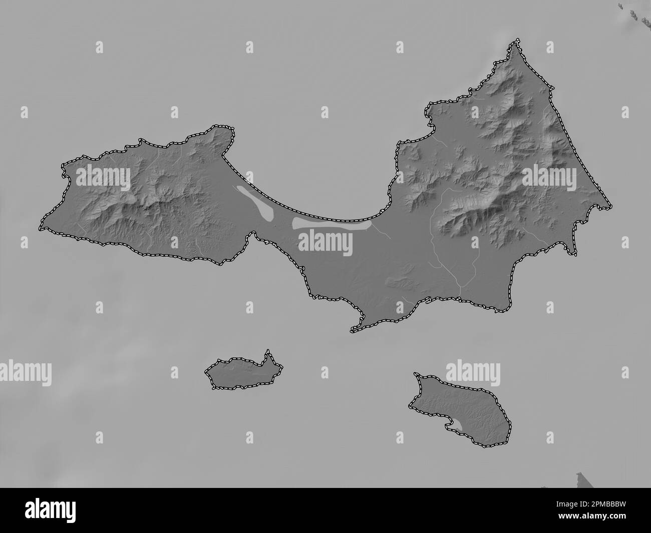 Nueva Esparta, state of Venezuela. Bilevel elevation map with lakes and ...