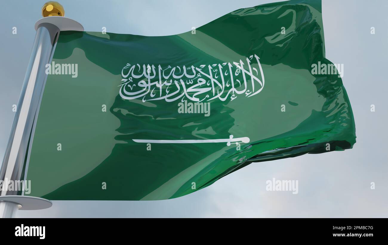 Flag of Saudi Arabia Waving in the wind, ksa National flag wave, fabric ...