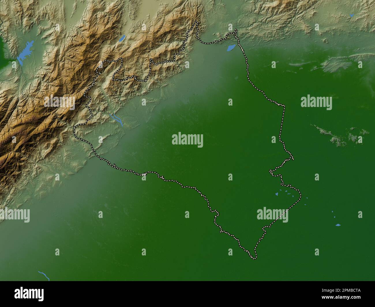 Portuguesa, state of Venezuela. Colored elevation map with lakes and ...