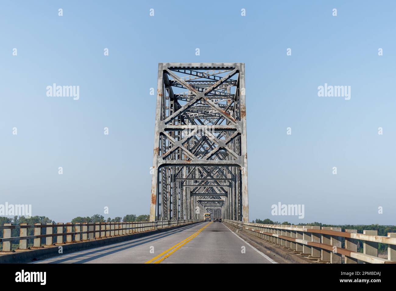 Driving across the Cairo Ohio River Bridge over the Ohio River from ...
