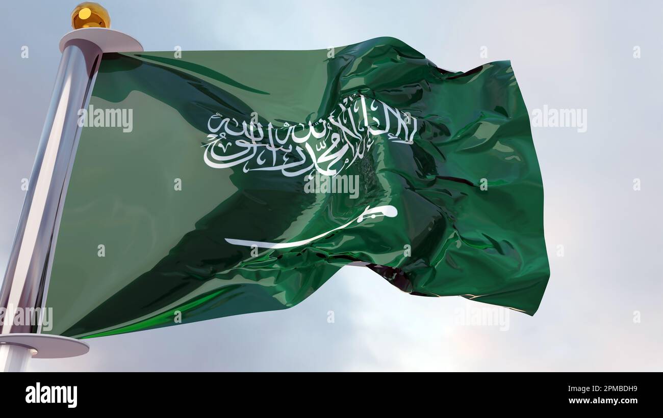 Flag of Saudi Arabia Waving in the wind, ksa National flag wave, fabric ...