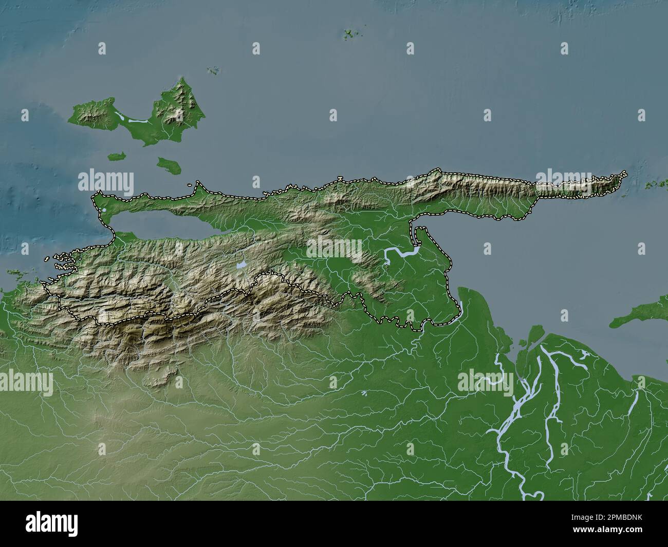 Sucre, state of Venezuela. Elevation map colored in wiki style with ...