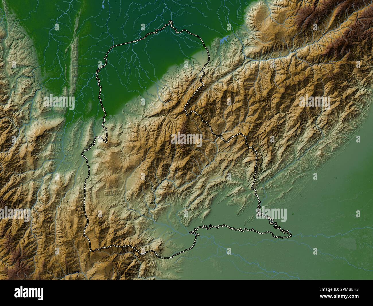 Tachira, state of Venezuela. Colored elevation map with lakes and ...