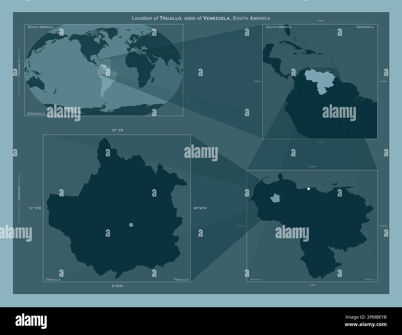 Trujillo, state of Venezuela. Diagram showing the location of the ...