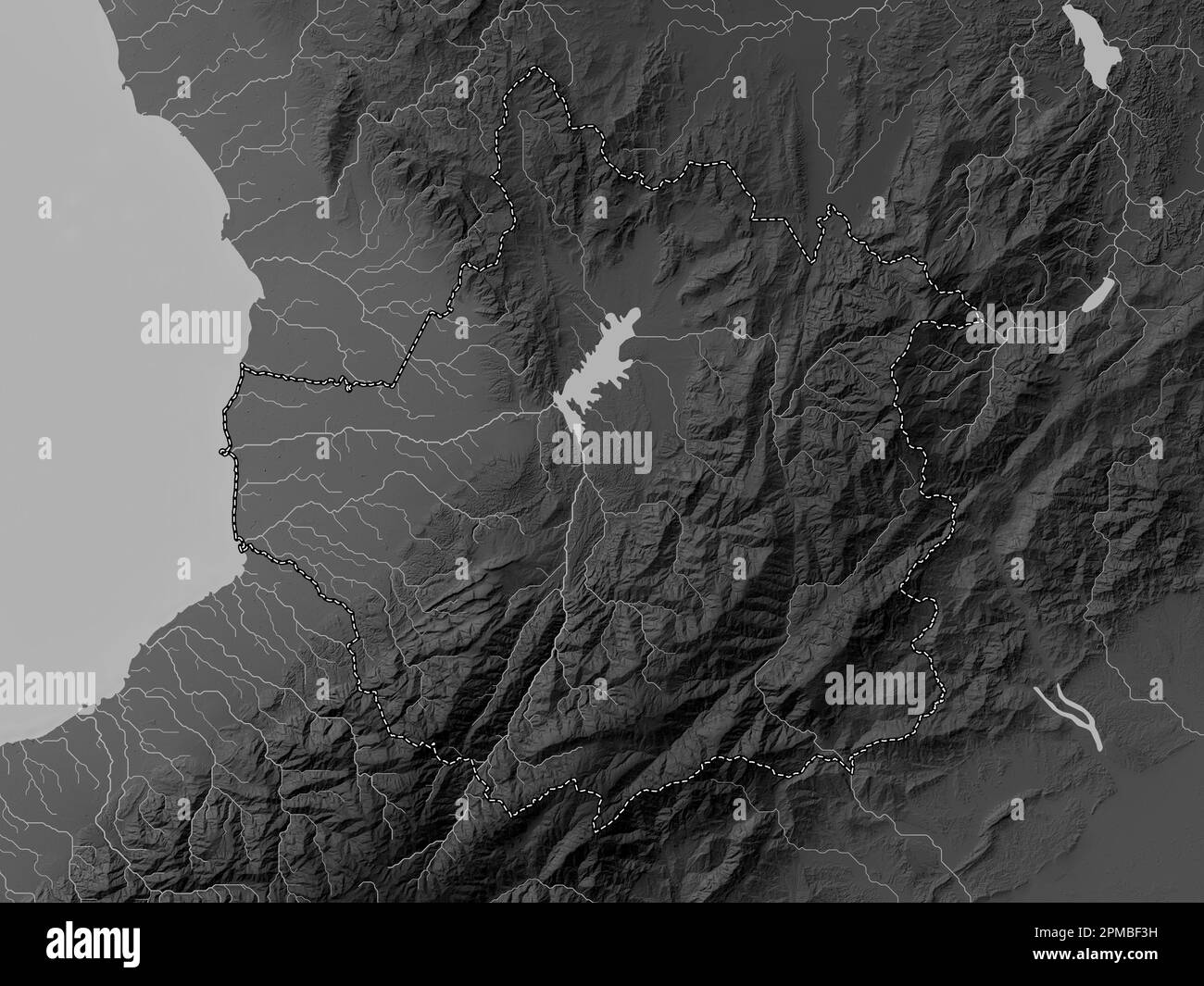 Trujillo, state of Venezuela. Grayscale elevation map with lakes and ...