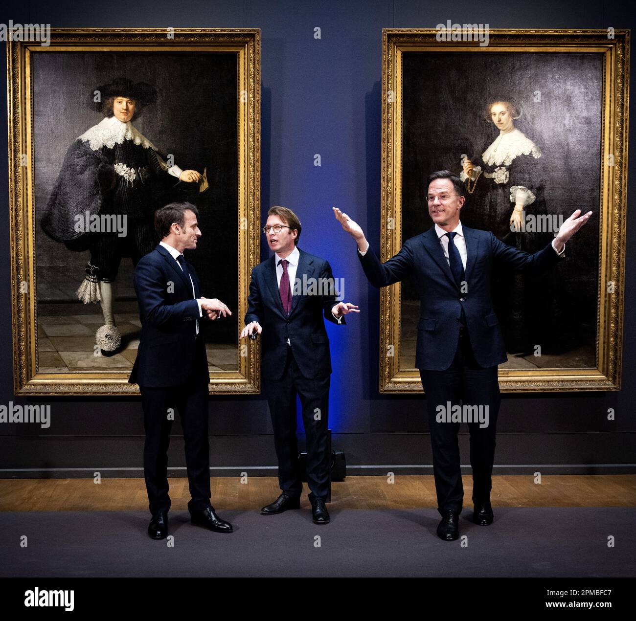 AMSTERDAM - 12/04/2023, French President Emmanuel Macron, Prime ...