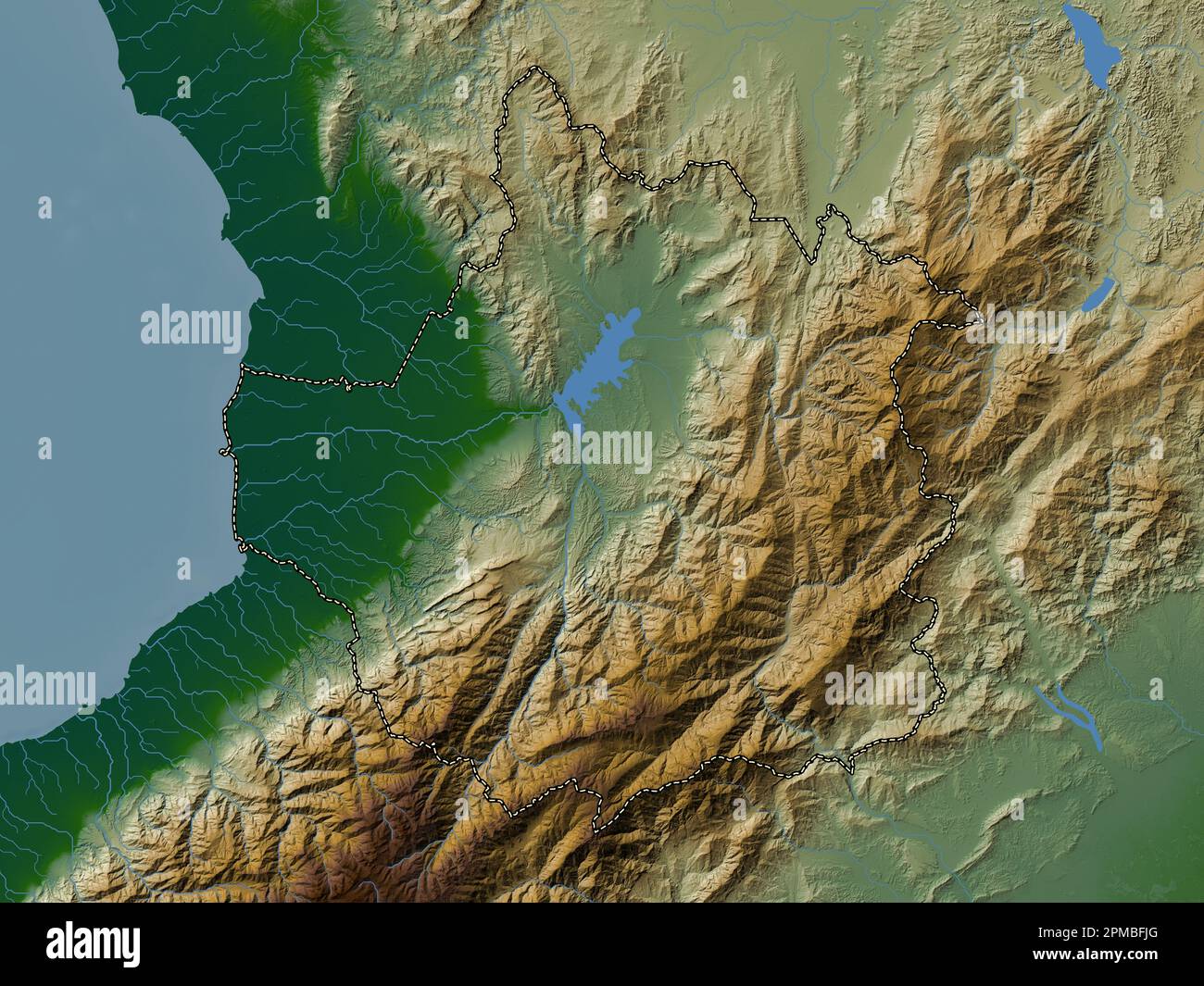 Trujillo, state of Venezuela. Colored elevation map with lakes and ...
