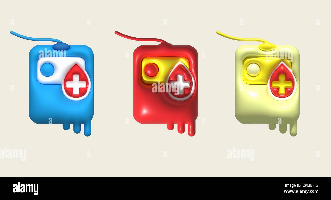 3D illustration of a blood bag symbol for medical treatment Stock Photo ...