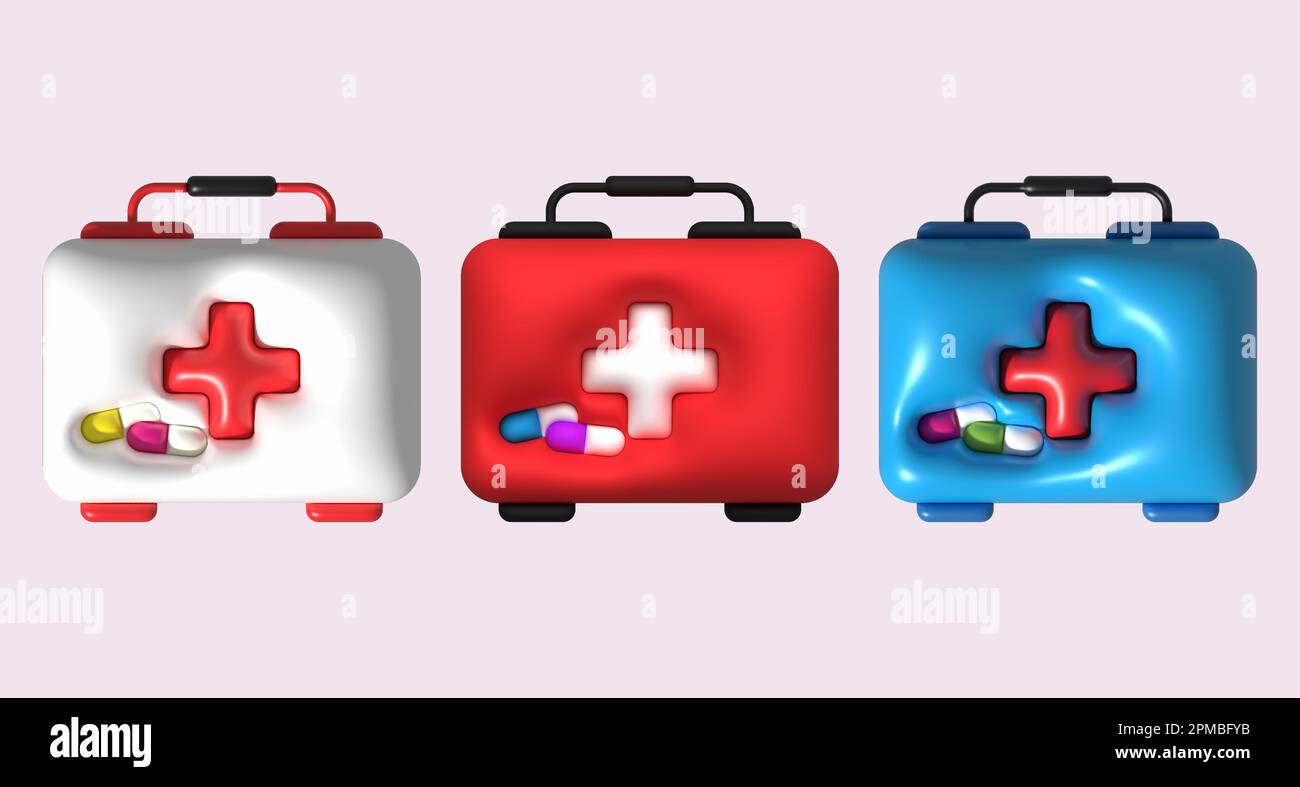 3D illustration. Medicine box. Medical aid bag Stock Photo - Alamy