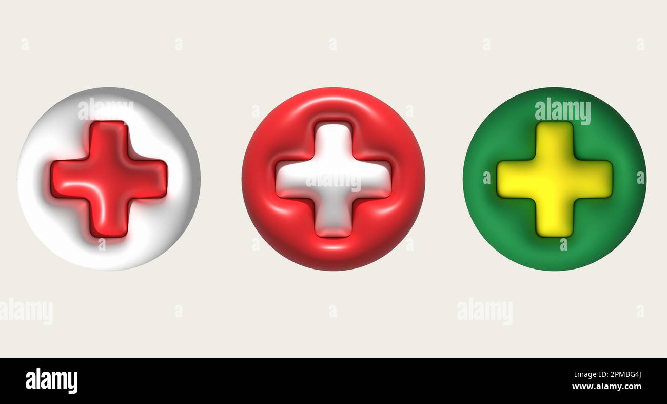 medical cross symbol button 3D illustration Stock Photo - Alamy