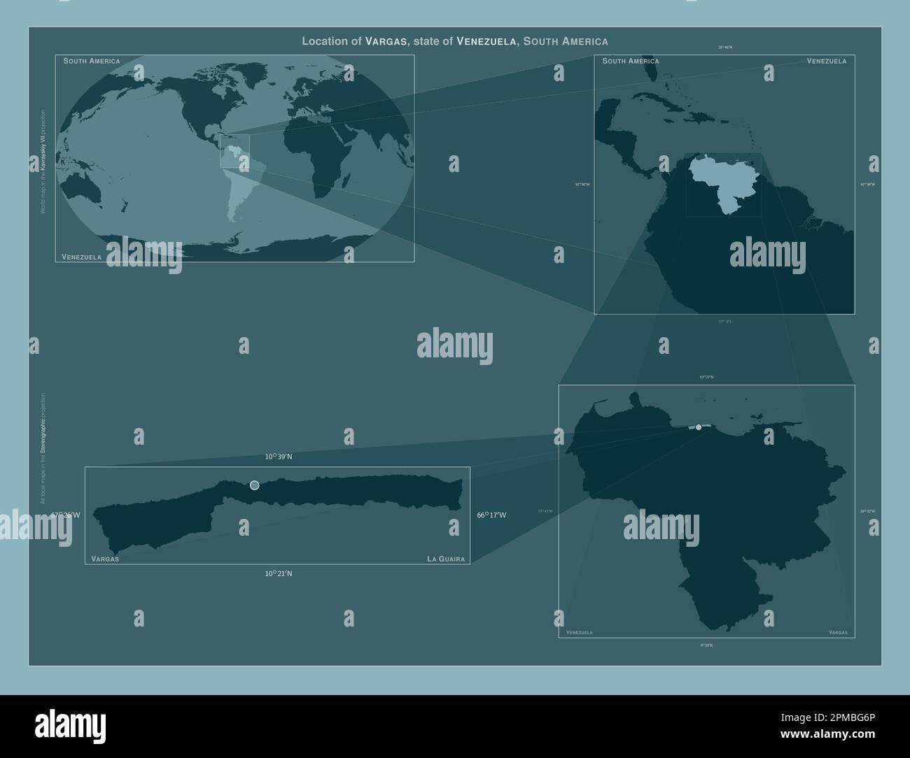 Vargas, state of Venezuela. Diagram showing the location of the region ...