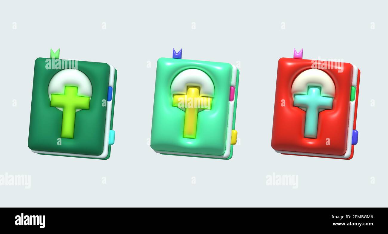 3D illustration, a book with a cross-shaped cover. bible book ...