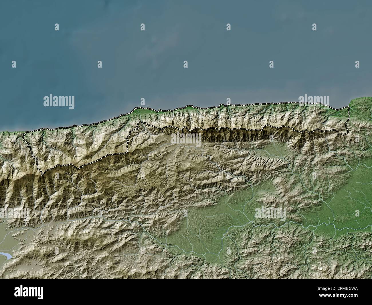 Vargas, state of Venezuela. Elevation map colored in wiki style with ...