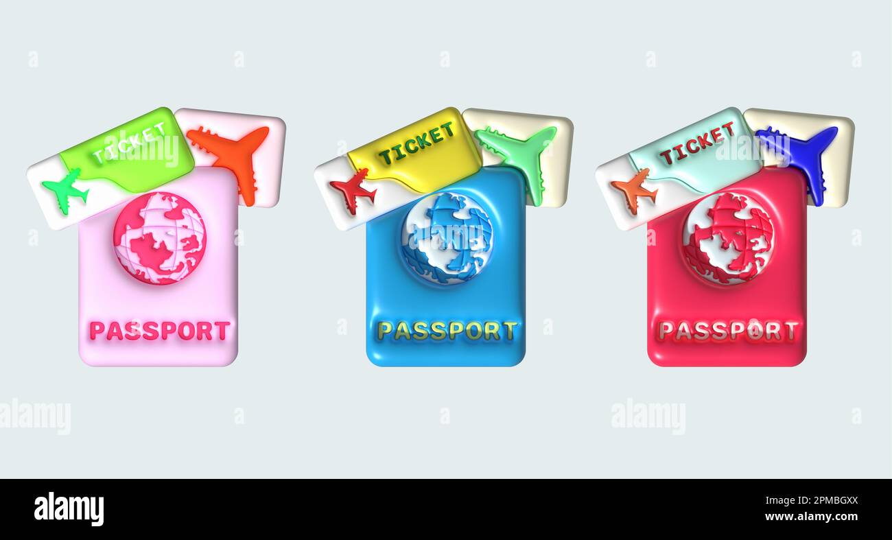 3d Illustration Of Passport Book And Travel Ticket Identification