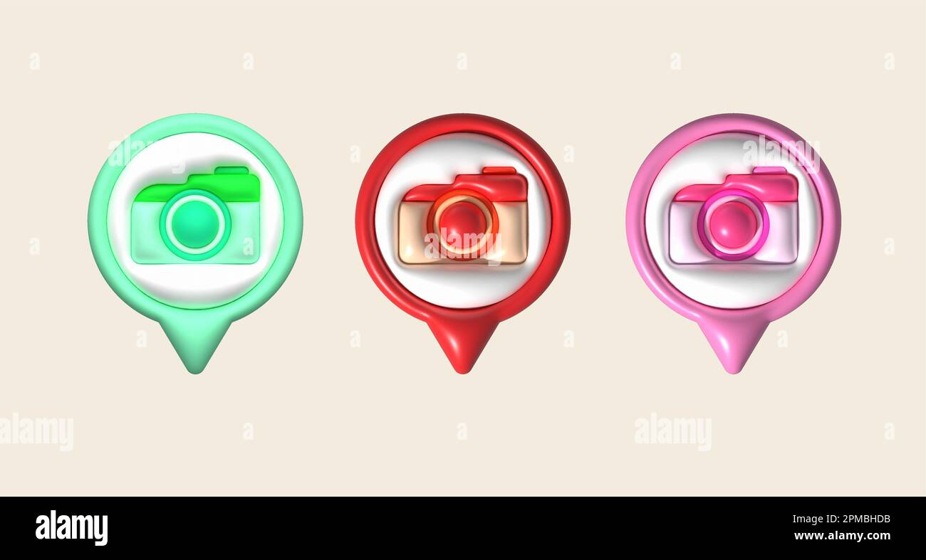 3D illustration, check-in point icon, take a photo Stock Photo - Alamy