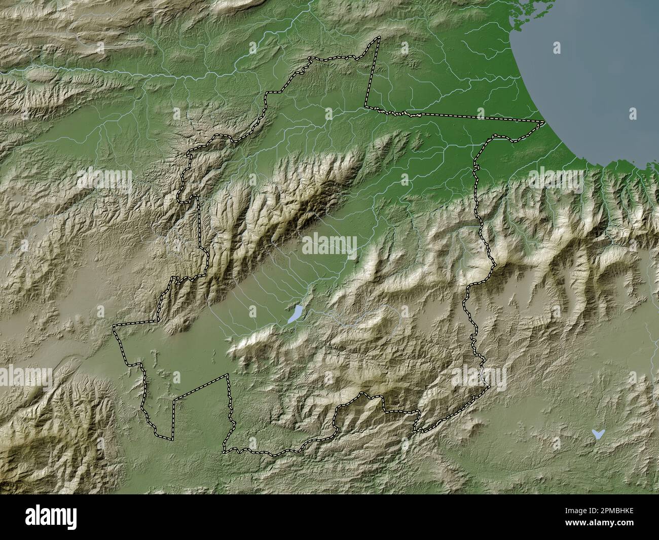 Yaracuy, state of Venezuela. Elevation map colored in wiki style with ...