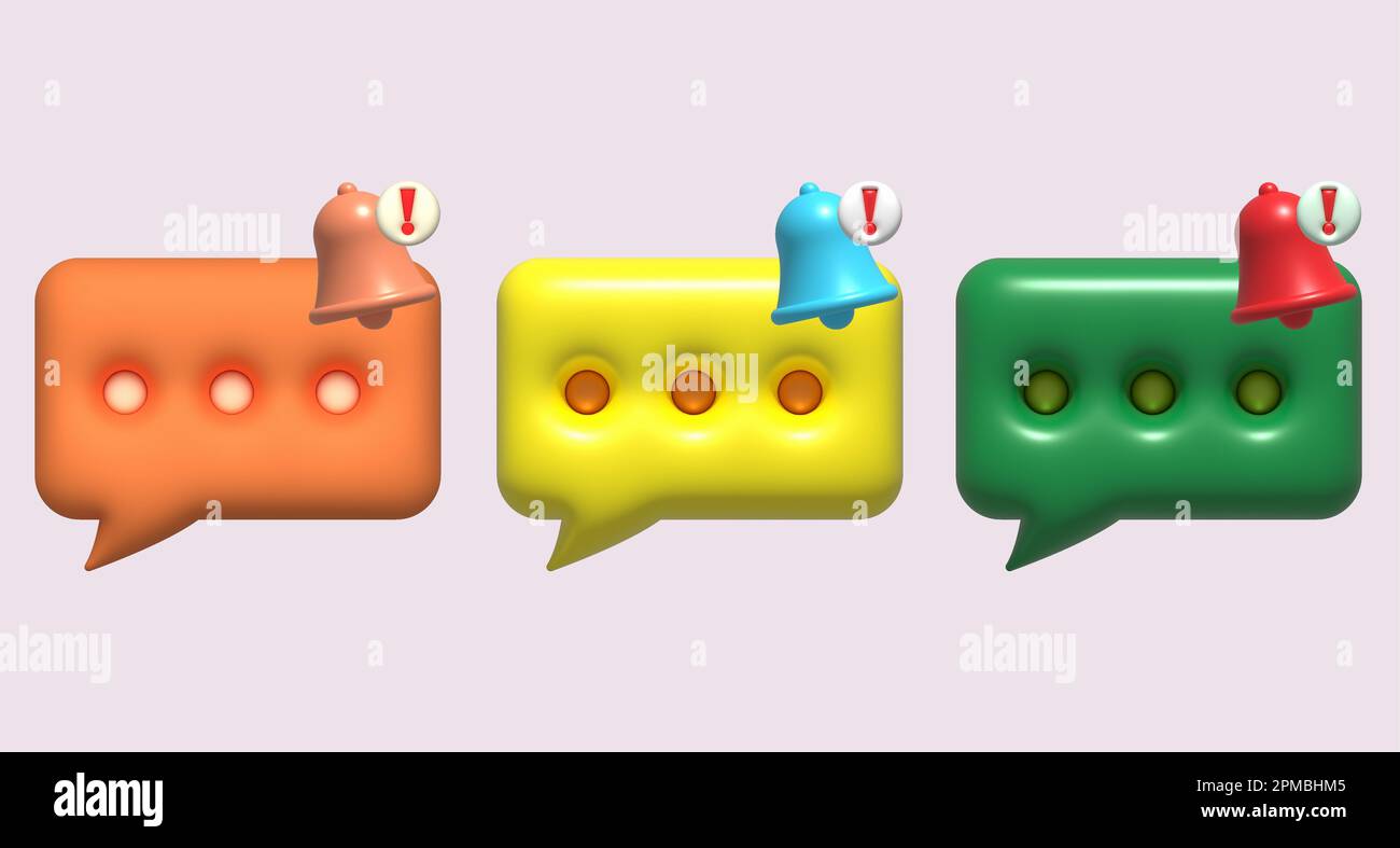 Unread message notification bell 3D illustration Stock Photo - Alamy