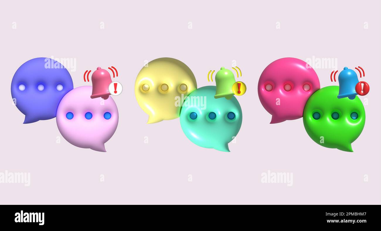 Unread message notification bell 3D illustration Stock Photo - Alamy
