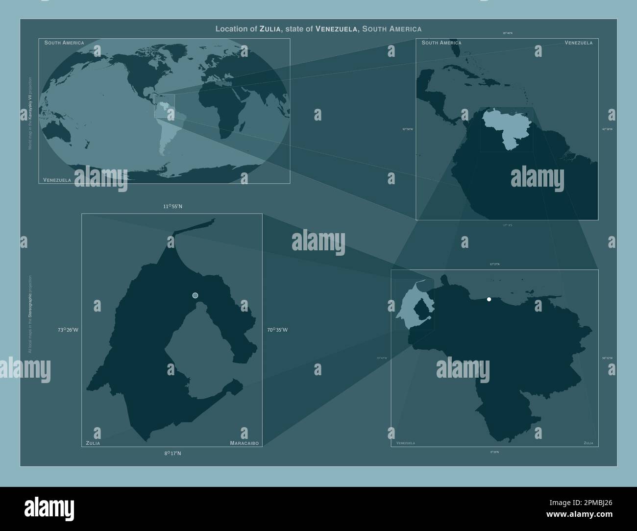 Zulia, state of Venezuela. Diagram showing the location of the region ...
