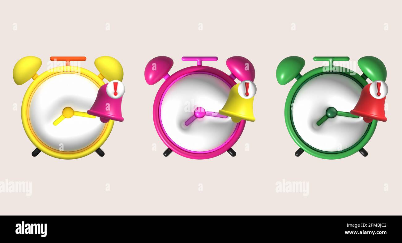 Alarm clock 3D illustration at the appointed time Stock Photo - Alamy