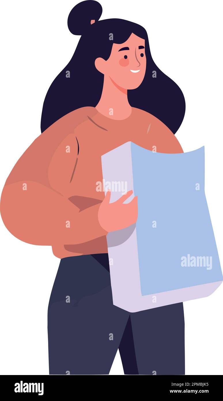Businesswoman holding document office Stock Vector Images - Alamy