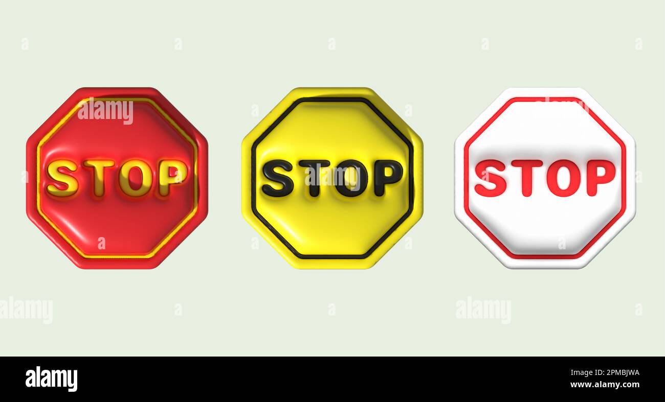 3D illustrations, stop symbols or caution symbols Stock Photo - Alamy