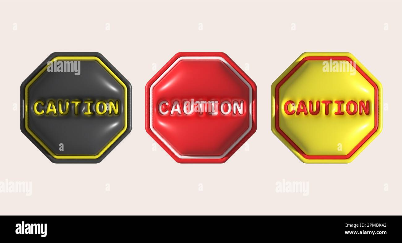 3D illustration Caution symbol sign Stock Photo - Alamy