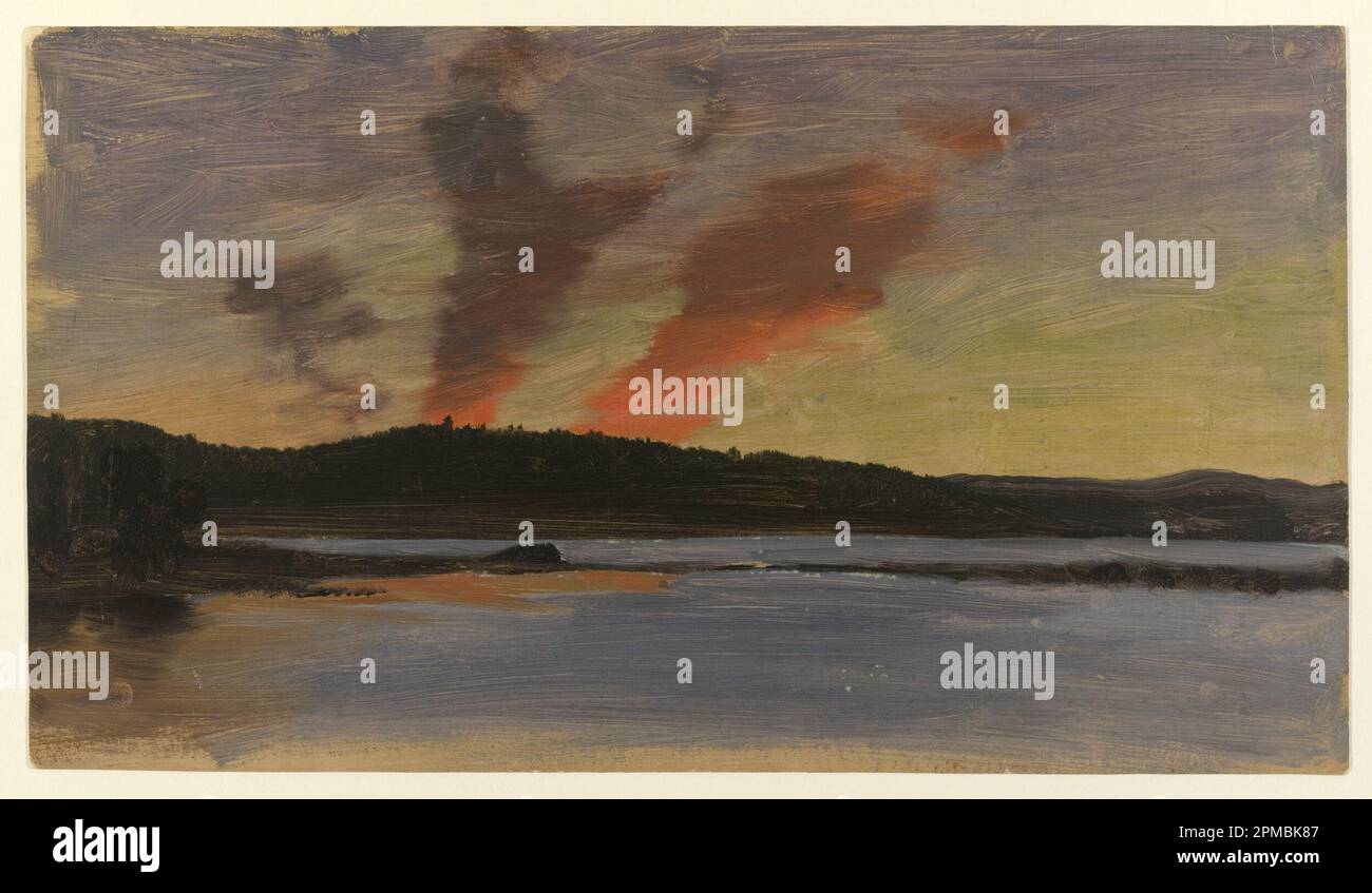 Drawing, Sunset Near Bar Harbor, Maine; Frederic Edwin Church (American ...