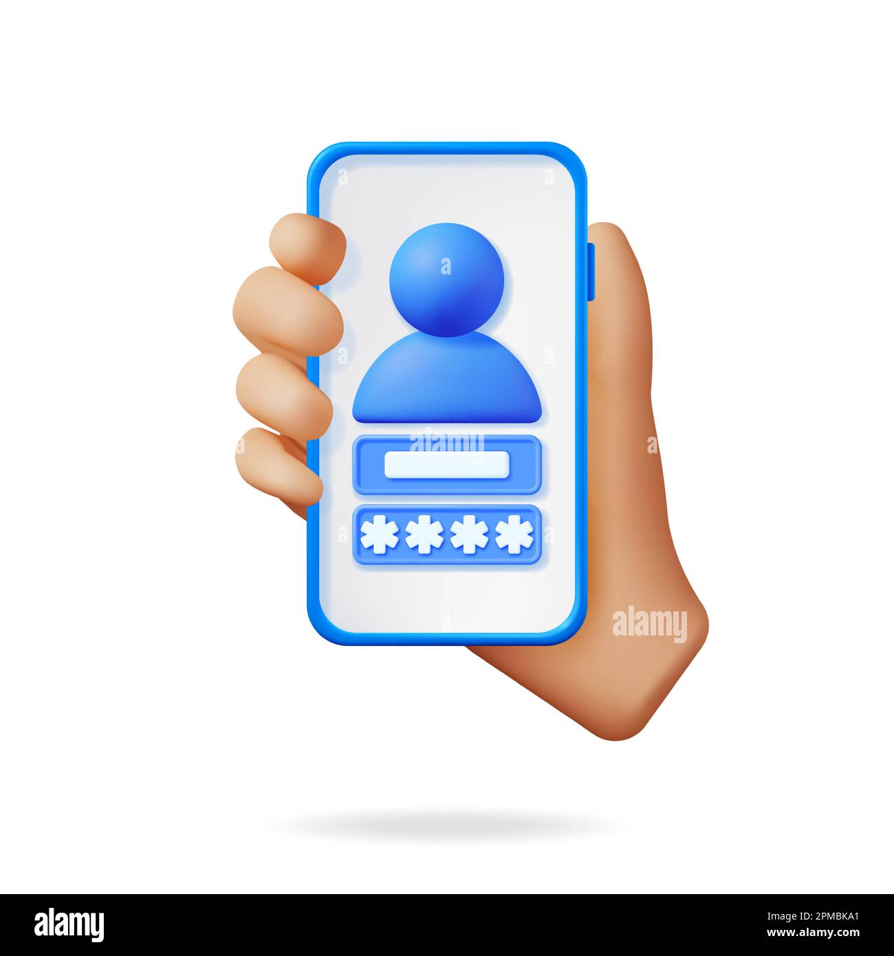 3D User Login Form Page in Smartphone in Hand Stock Vector Image & Art ...