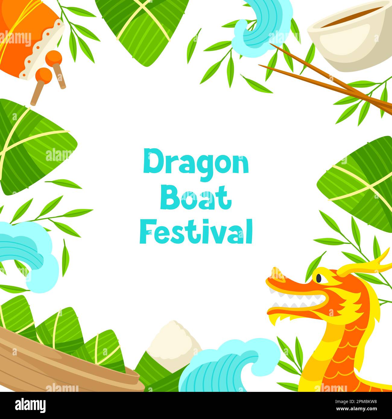 Happy Dragon Boat Festival greeting card. Chinese Duanwu holiday ...
