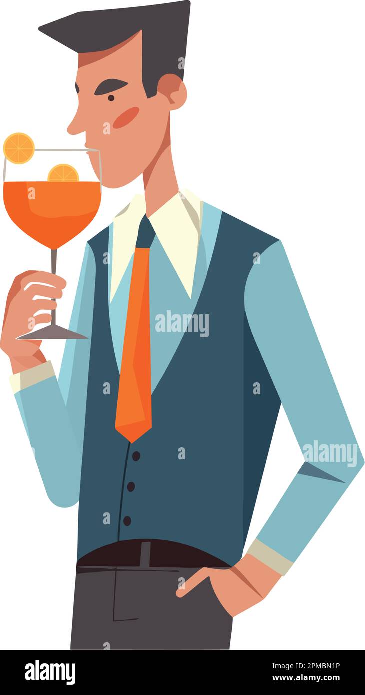 Businessman holding drink smiling Stock Vector Images - Alamy