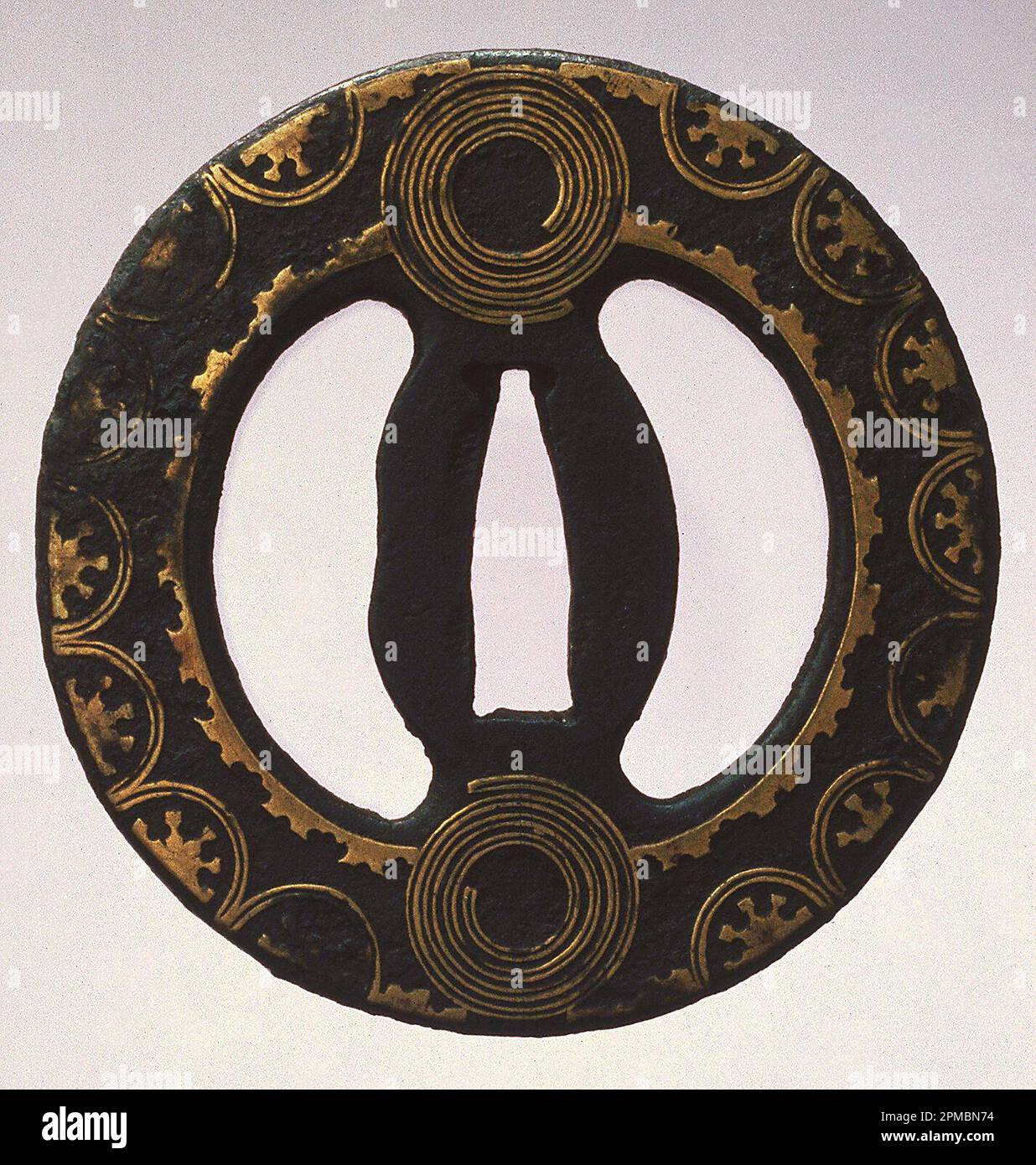 Tsuba (Japan); material: tetsu surface: deku-boku shape: naga maru ...