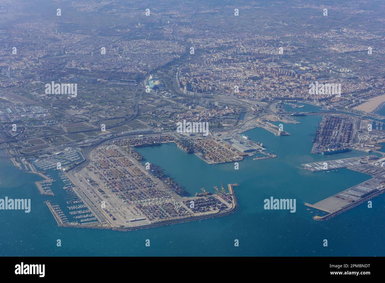 Valencia, Hafen, Luftbild // Valencia, Harbour, Aerial View Stock Photo ...