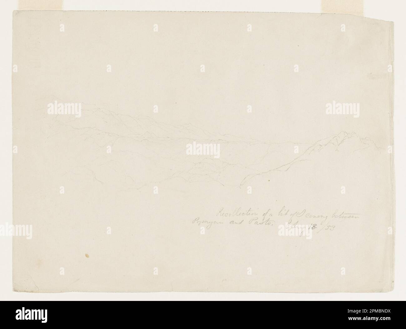 Drawing, Mountainous landscape between Popayan and Pasto, Colombia ...