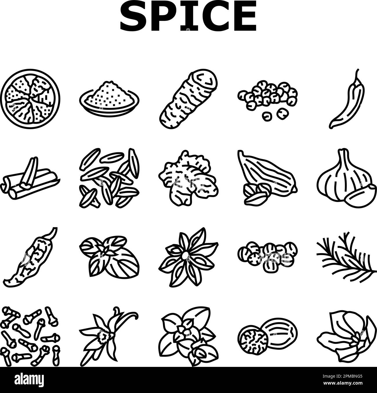 spice food herb leaf icons set vector Stock Vector Image & Art - Alamy