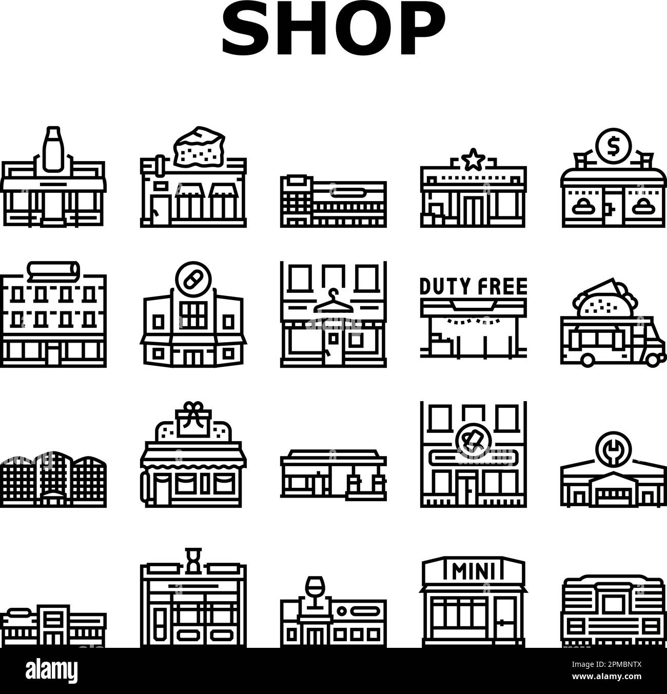 store shop retail web cart icons set vector Stock Vector Image & Art ...