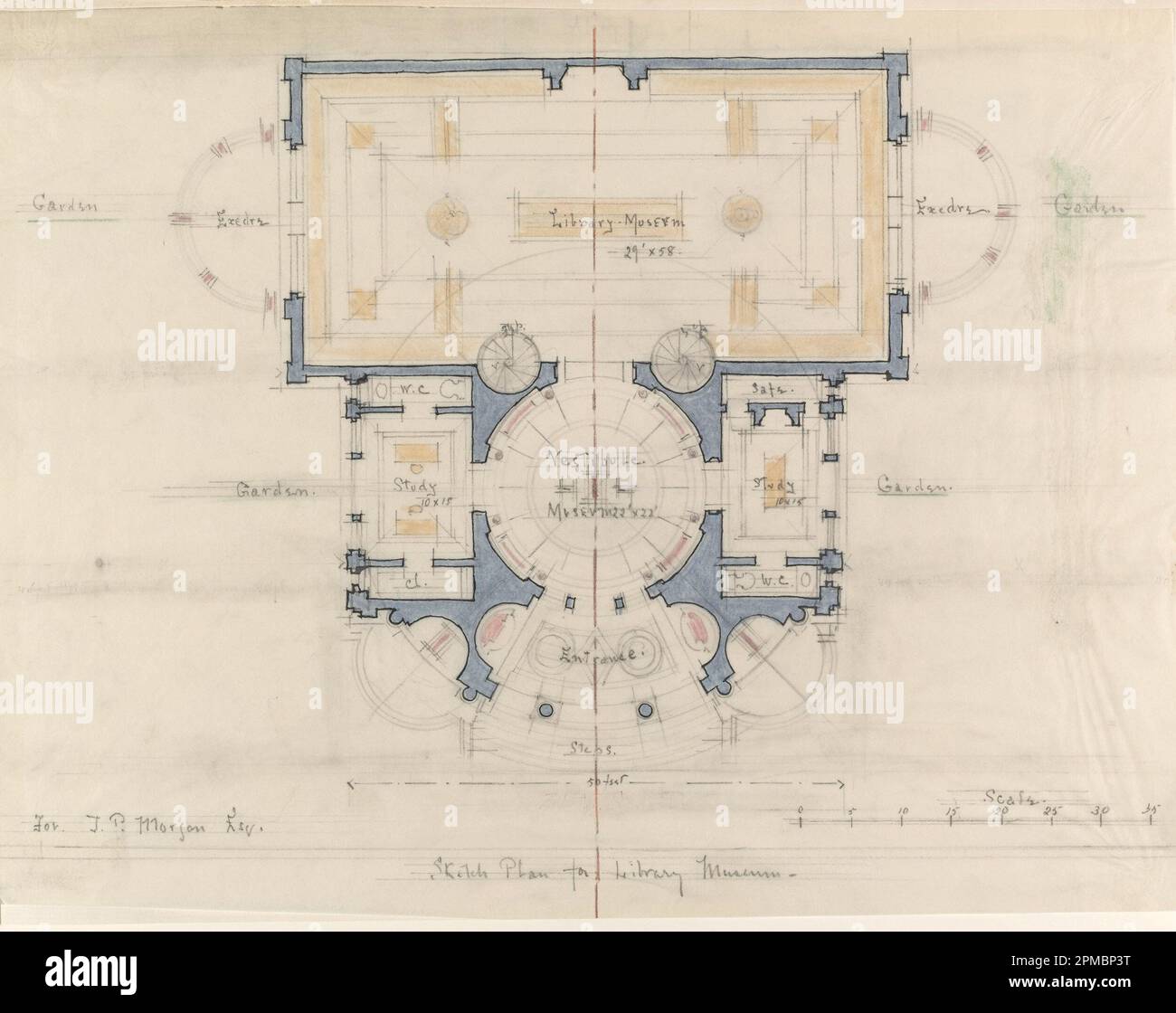 Drawing, Plan, Sketch for Library Museum for J. Pierpont Morgan, Esq ...