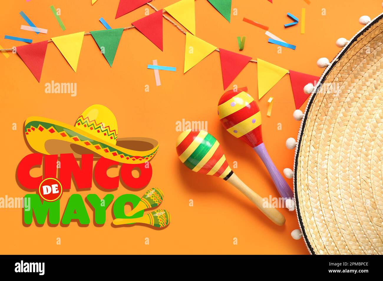 Bright greeting card for Cinco de Mayo (Fifth of May Stock Photo - Alamy