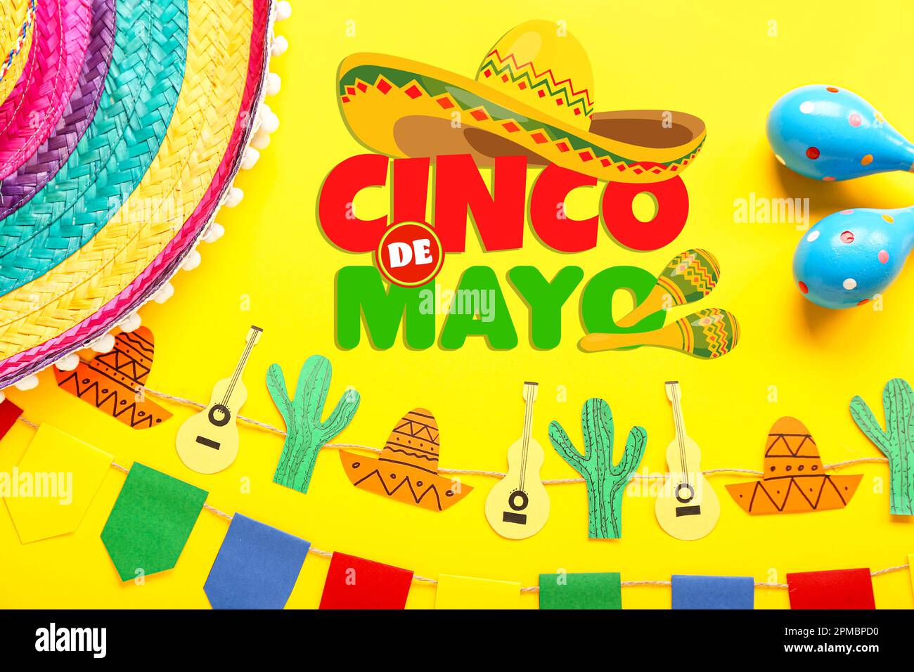 Bright greeting card for Cinco de Mayo (Fifth of May Stock Photo - Alamy