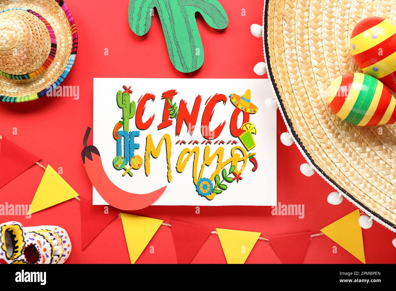 Bright greeting card for Cinco de Mayo (Fifth of May Stock Photo - Alamy