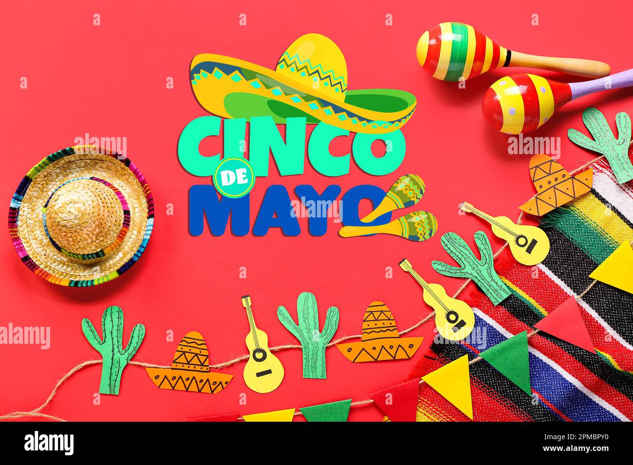 Bright greeting card for Cinco de Mayo (Fifth of May Stock Photo - Alamy