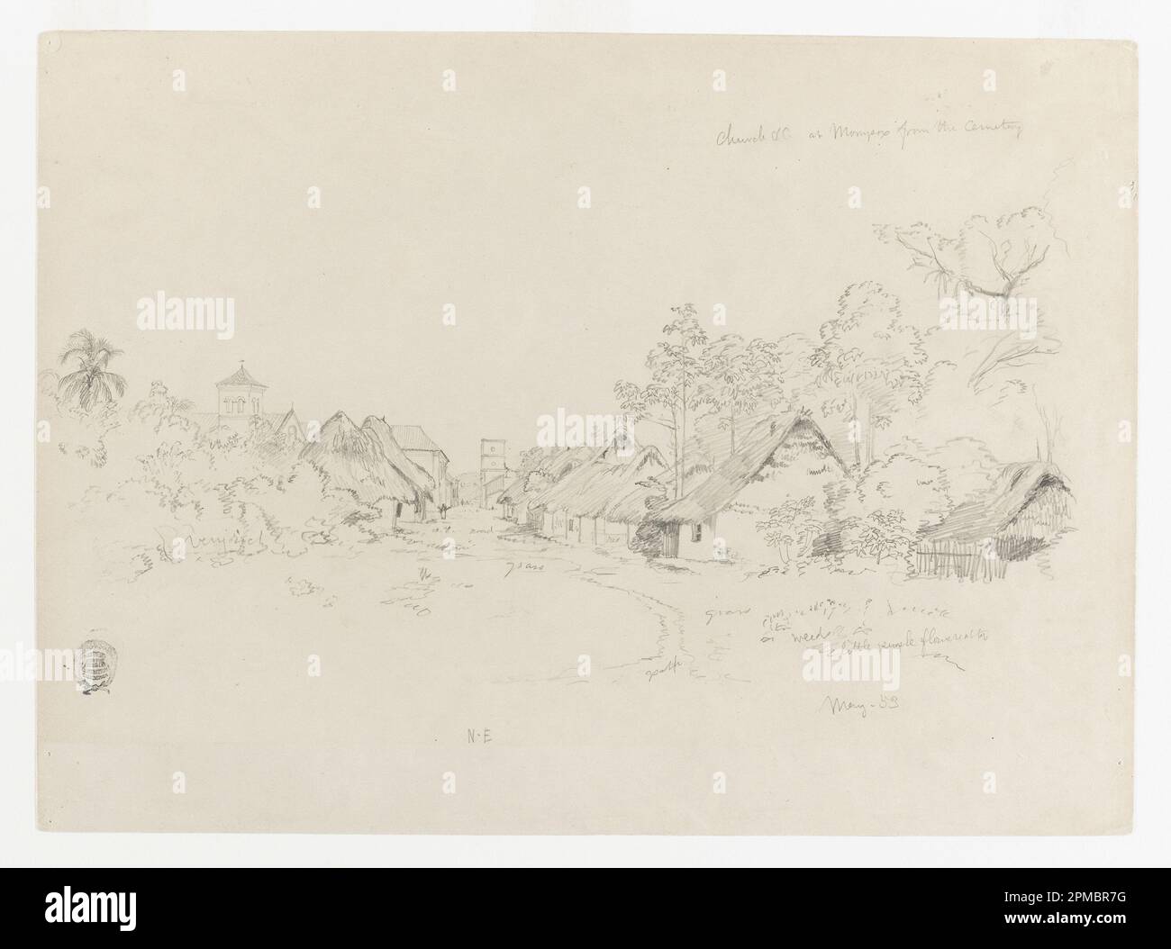 Drawing, Street in Mompos, Colombia; Frederic Edwin Church (American ...