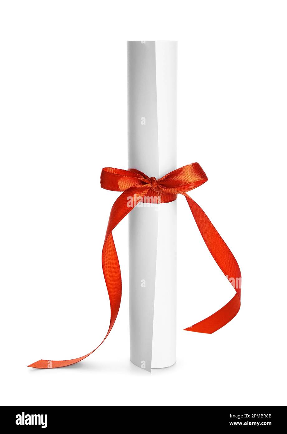Diploma with red ribbon isolated on white background Stock Photo - Alamy