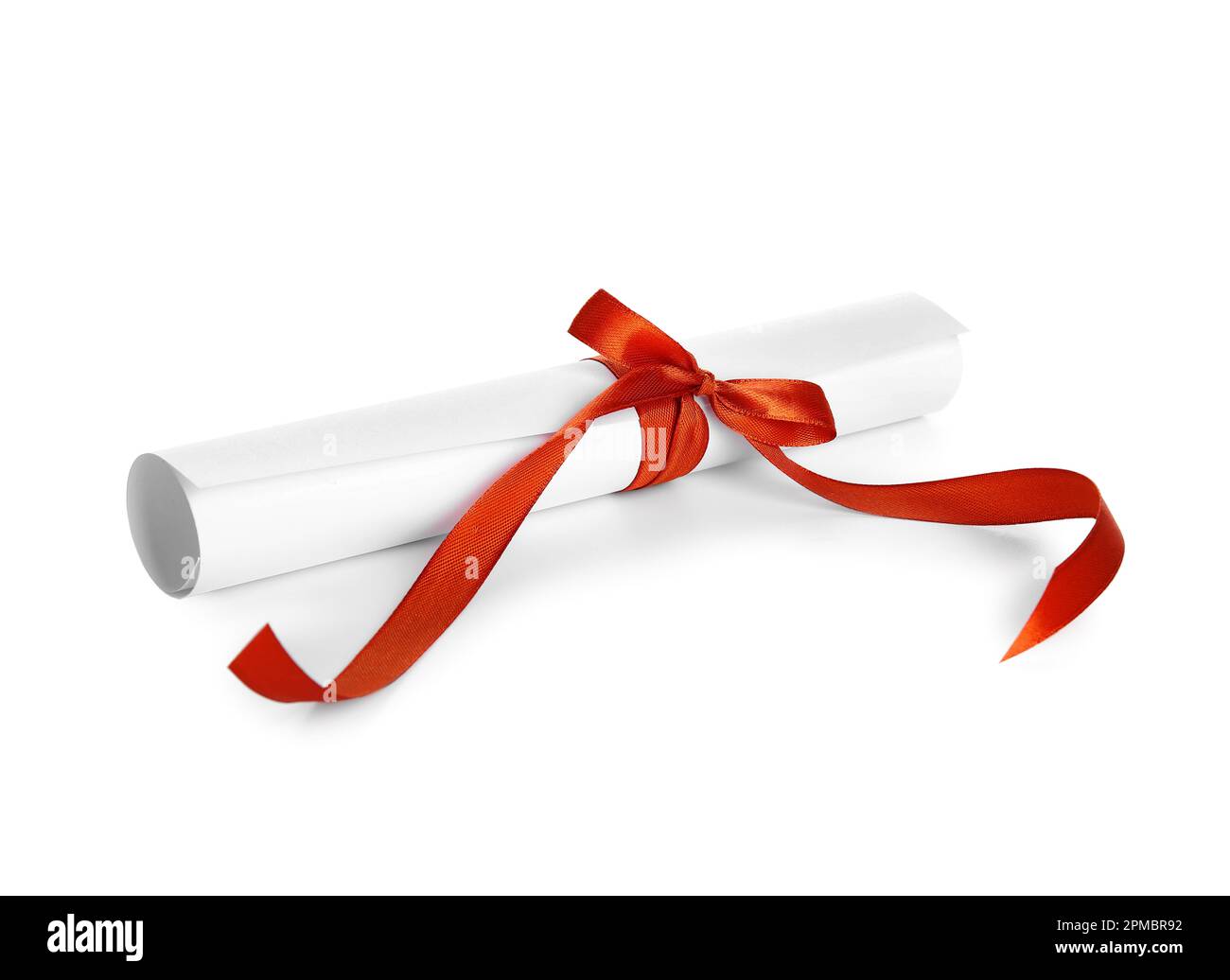 Diploma with red ribbon isolated on white background Stock Photo - Alamy