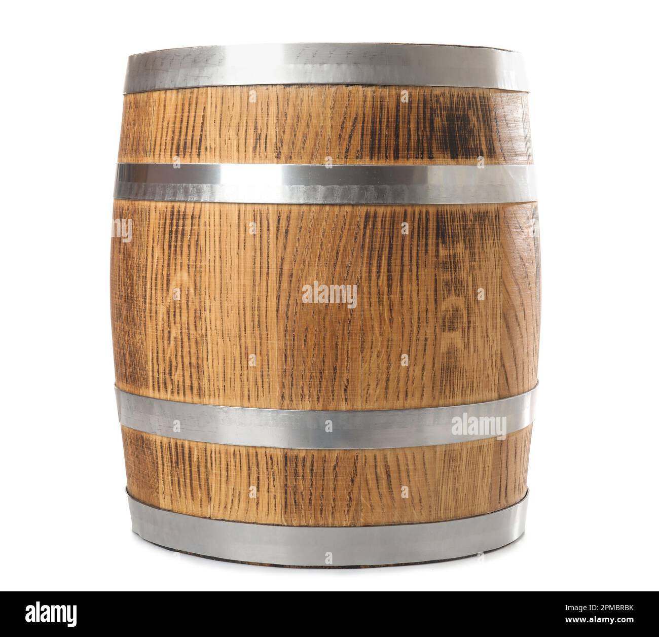 Oak barrel with metal hoops isolated on white background Stock Photo ...
