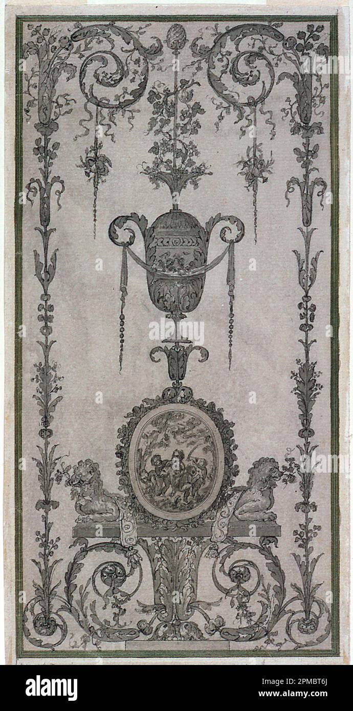 Drawing, Arabesque Design for a Panel; France; pen and ink, brush and ...