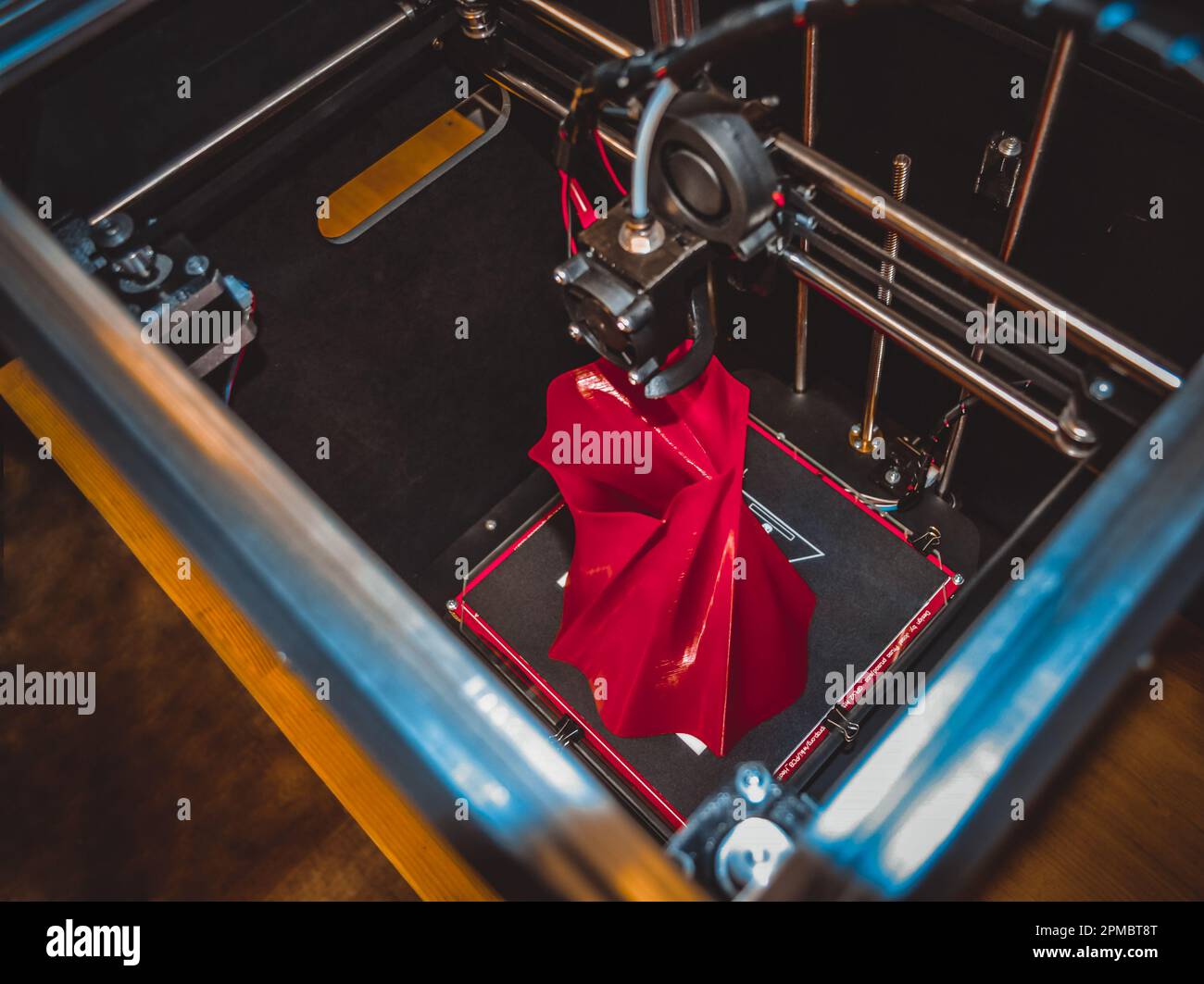 3D printer working close up. Automatic three dimensional 3d printer ...